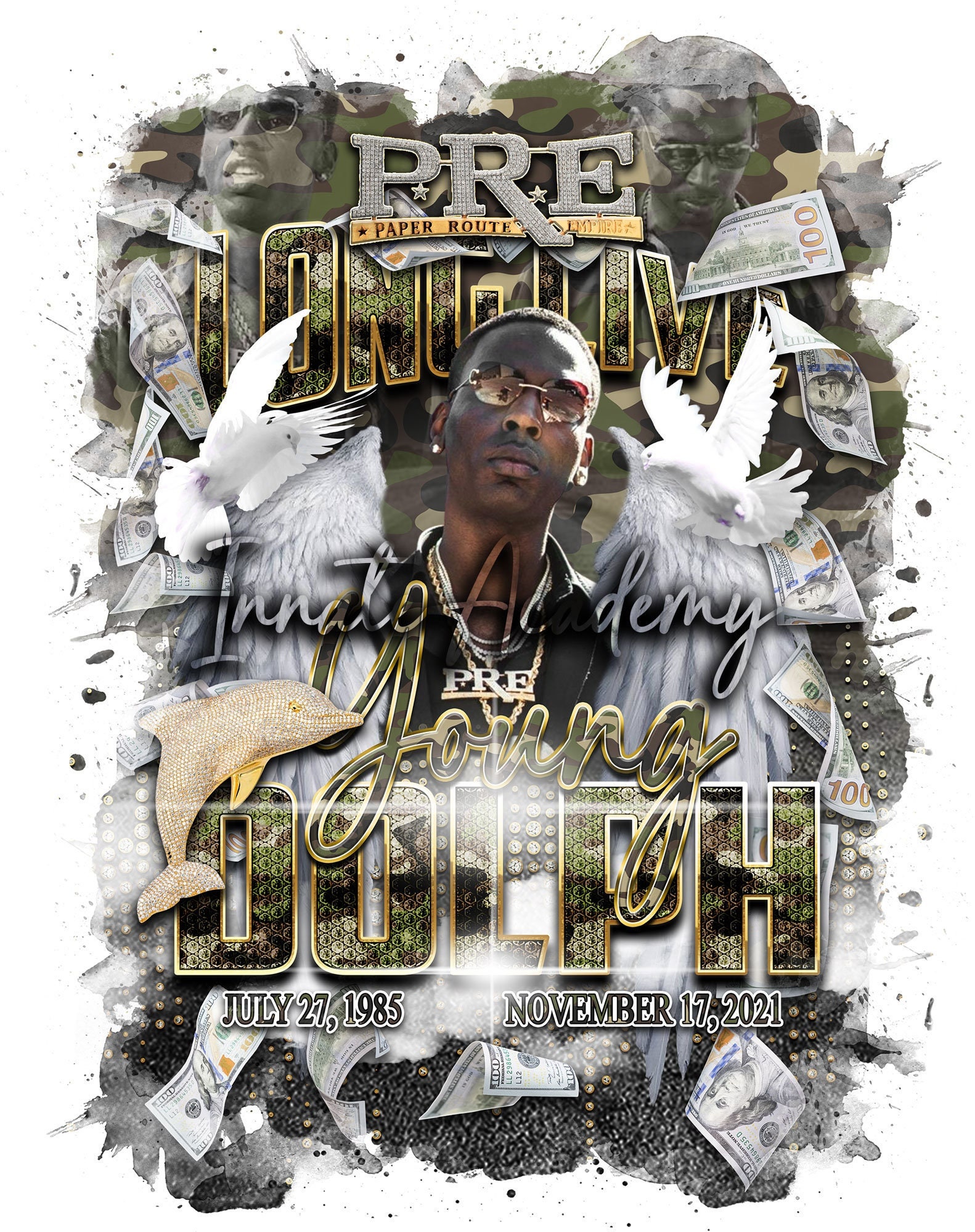 All Over 13x19 Bling Rip Dolph Fan Art Young Digital PNG Sublimation ...