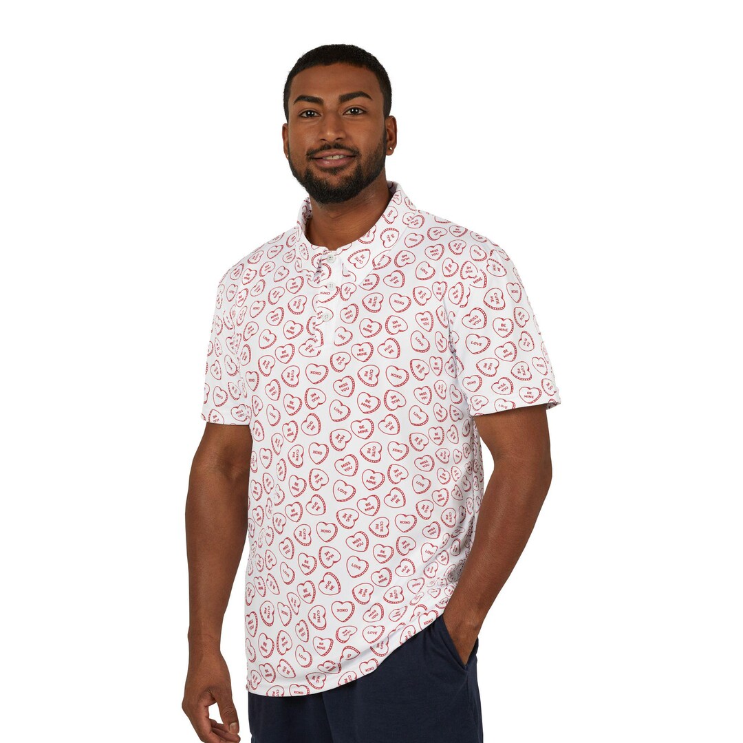 Valentines Unisex Polo Shirt, Love Heart Valentine's Day Gift, Red ...
