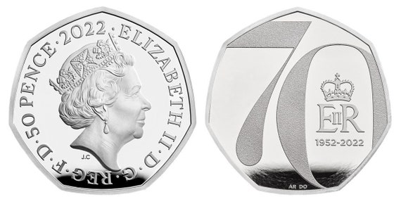2022 50p Coin Queens 70th Platinum Jubilee Uncirculated FREE | Etsy