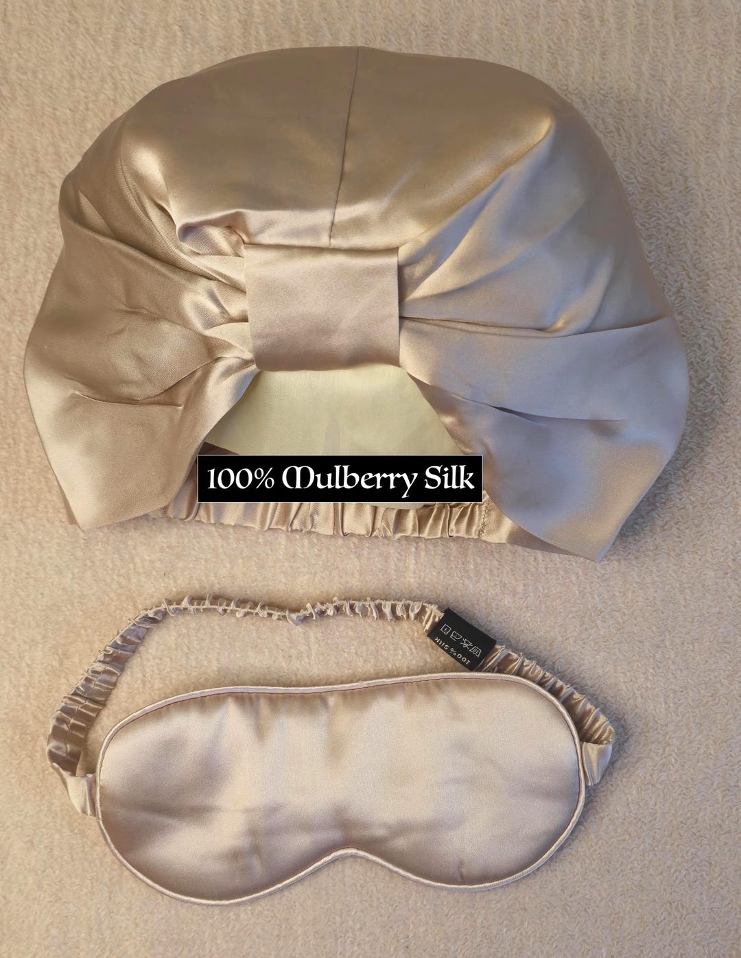 Silk Bonnet & Eye Mask Gift Set - 100% Mulberry Silk – Luxurious Sleep ...