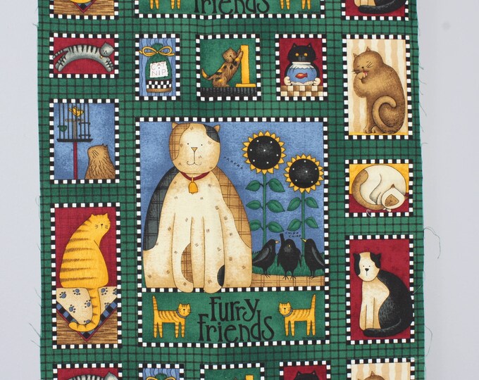 Furry Friends Cotton Fabric Panel - 11 1/2 Inches by 44 Inches Wide ...