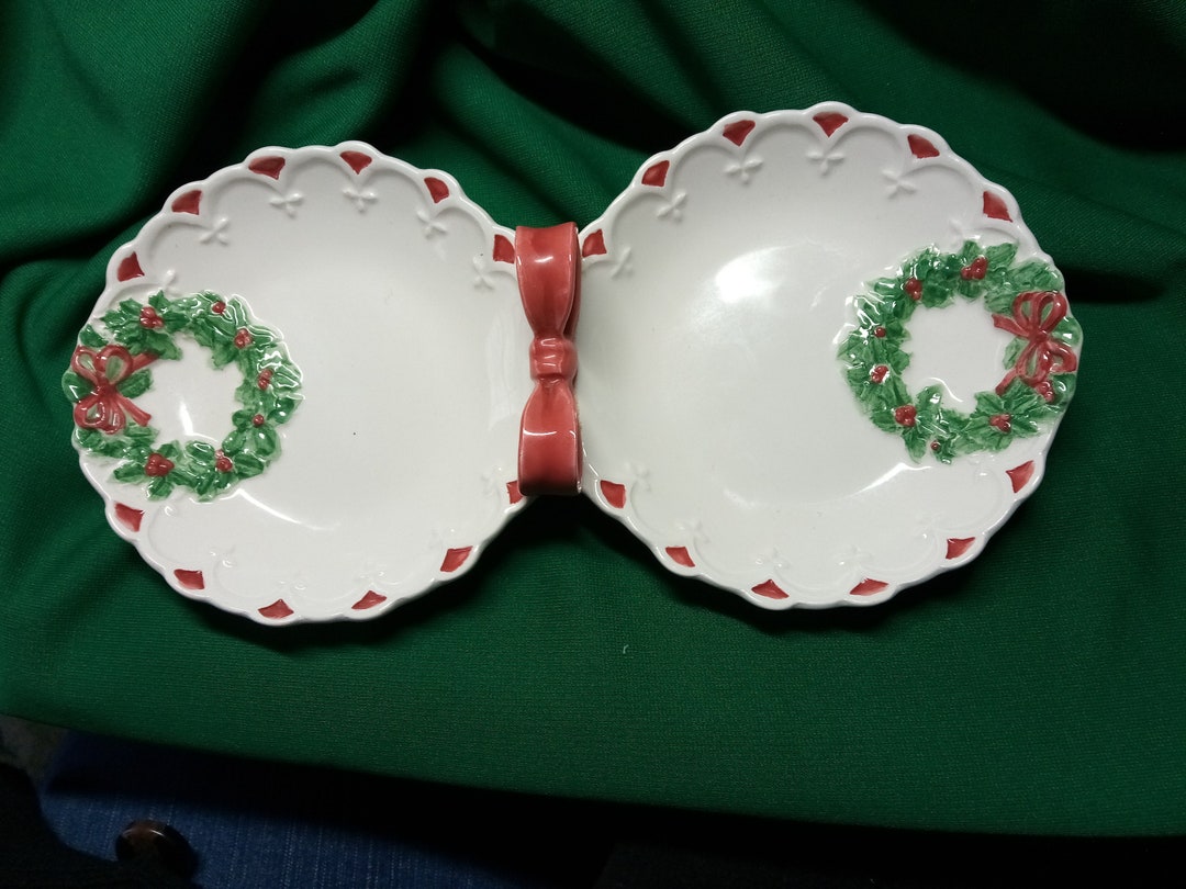 Vintage Mary Ann Baker Hand Painted Otagiri Christmas Divided Candy Nut Dish - Etsy