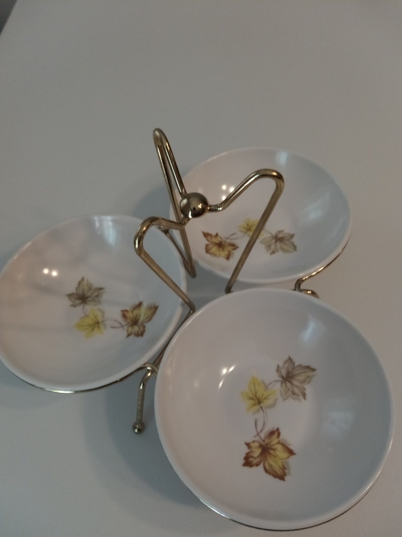 MCM Rustic Leaves Melamine-triple Server Set by Libbey With - Etsy