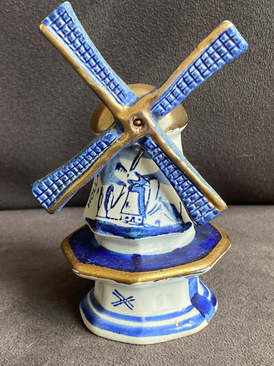Collection of Delft Windmills & Bell, Hand Painted Blue on White ...