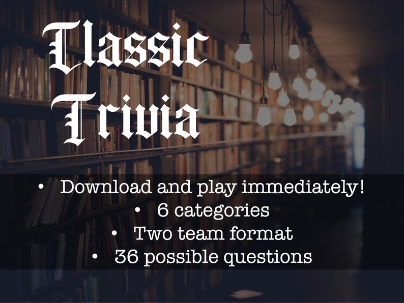 Downloadable Classic Trivia Game - Etsy