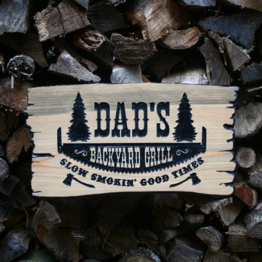 Grill Sign BBQ Outdoor Wooden Sign Grill Fathers Day | Etsy