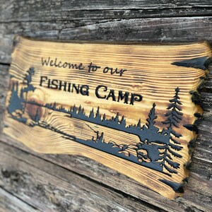 Fishing CAMP Sign - Live Edge Longleaf Pine Sign -outdoor Sign - Camp ...