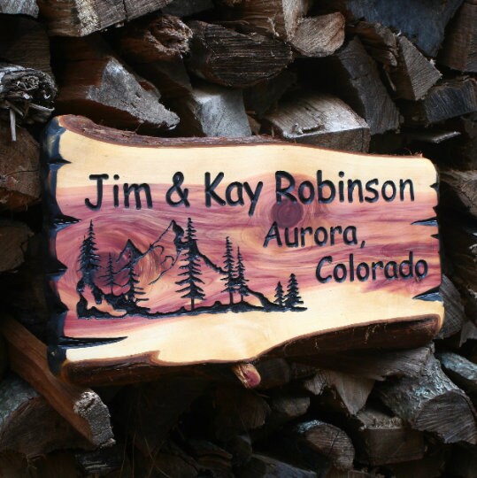 Live Edge Wood Sign Wooden Cedar Carve Cabin Outdoor | Etsy