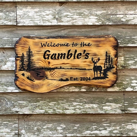 Live Edge Longleaf Pine Sign Cabin Outdoor Sign Custom | Etsy