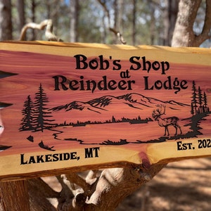 Lodge Sign - Live Edge Cedar - Outdoor Indoor - Custom Carved Sign ...