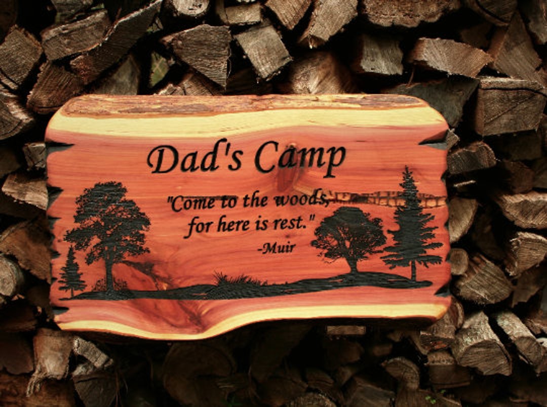 Live Edge Wood Sign Wooden Cedar Carve Cabin Outdoor Sign Custom Wood ...