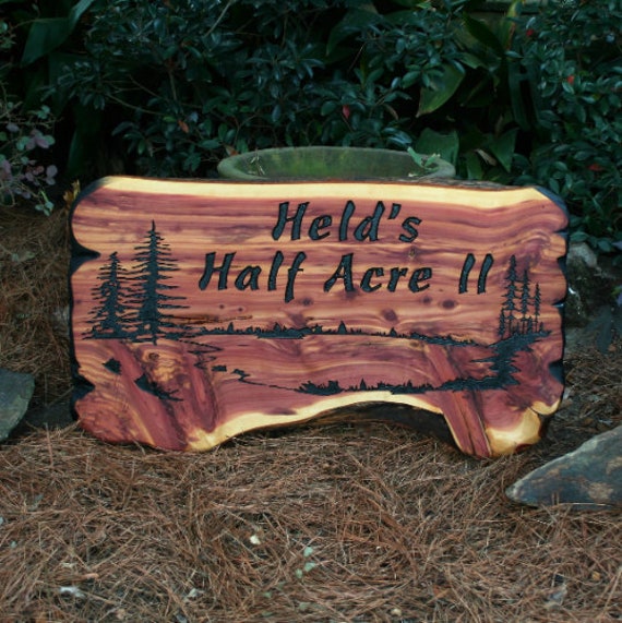 Live Edge Wood Sign Wooden Cedar Carve Cabin Outdoor - Etsy