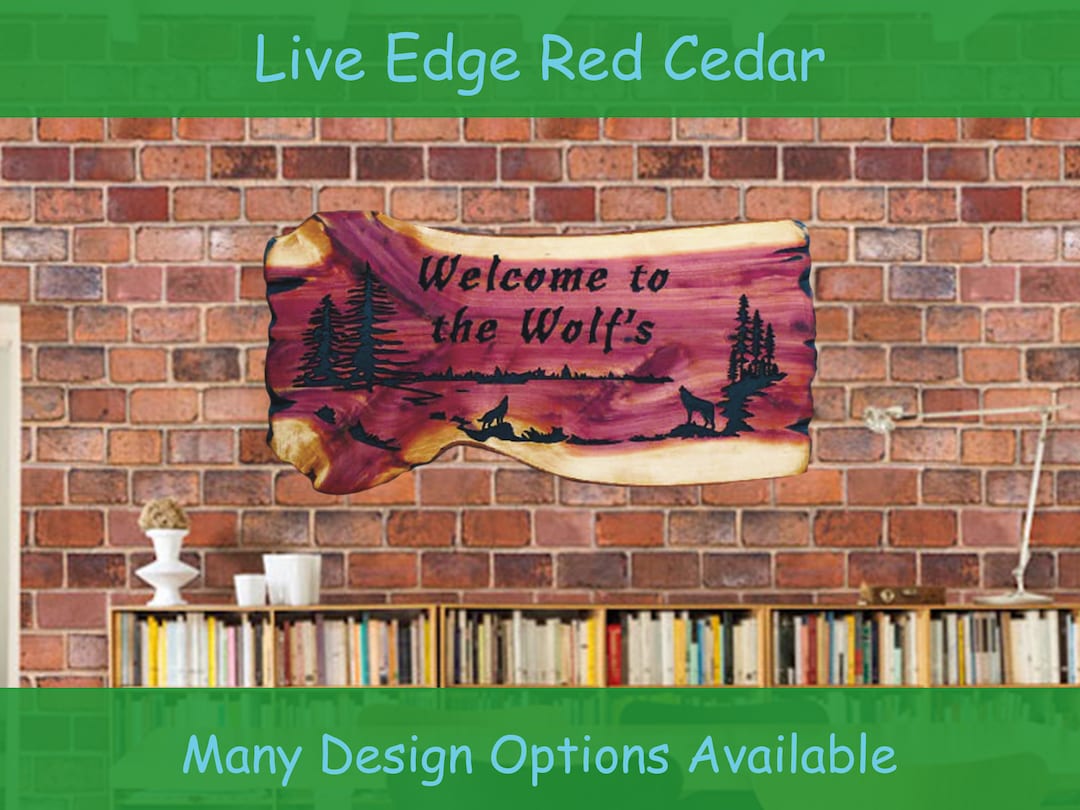 Live Edge Wood Sign - Wooden - Cedar - Carve - Cabin - Outdoor Sign ...