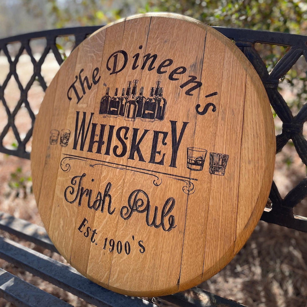 WHISKEY SIGN Reclaimed Oak Barrel Head- Recycled Whiskey Barrel Lid ...
