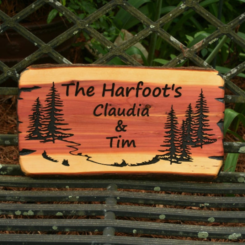 Live Edge Wood Sign Wooden Cedar Carve Cabin Outdoor - Etsy