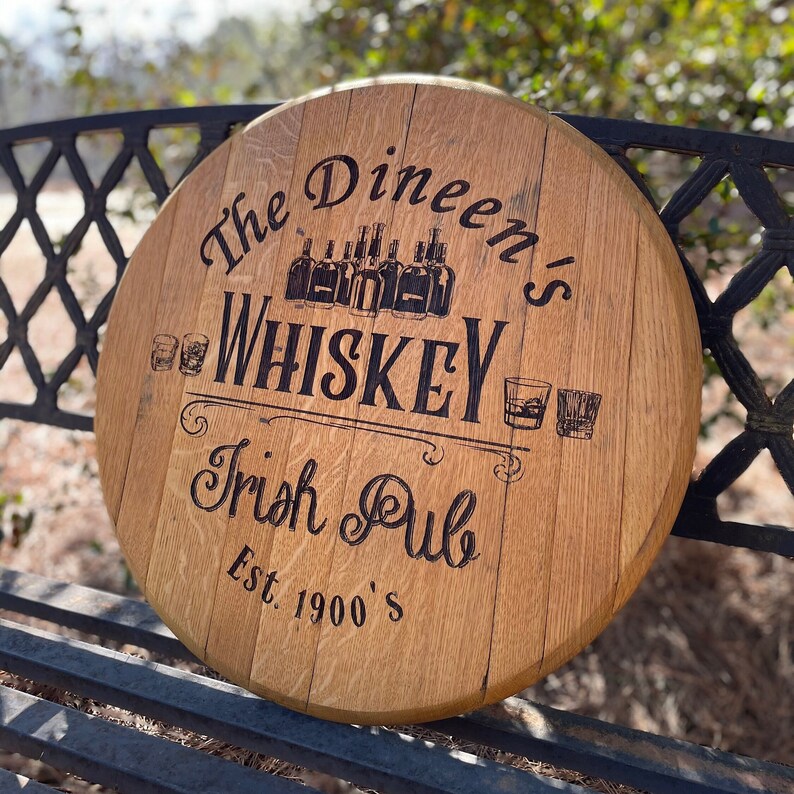 WHISKEY SIGN Reclaimed Oak Barrel Head Recycled Whiskey - Etsy