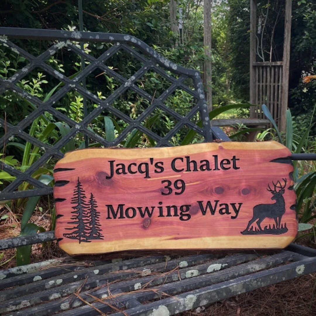 Live Edge Cedar Sign Wood Cedar Carved Cabin Outdoor Sign Custom Rustic ...