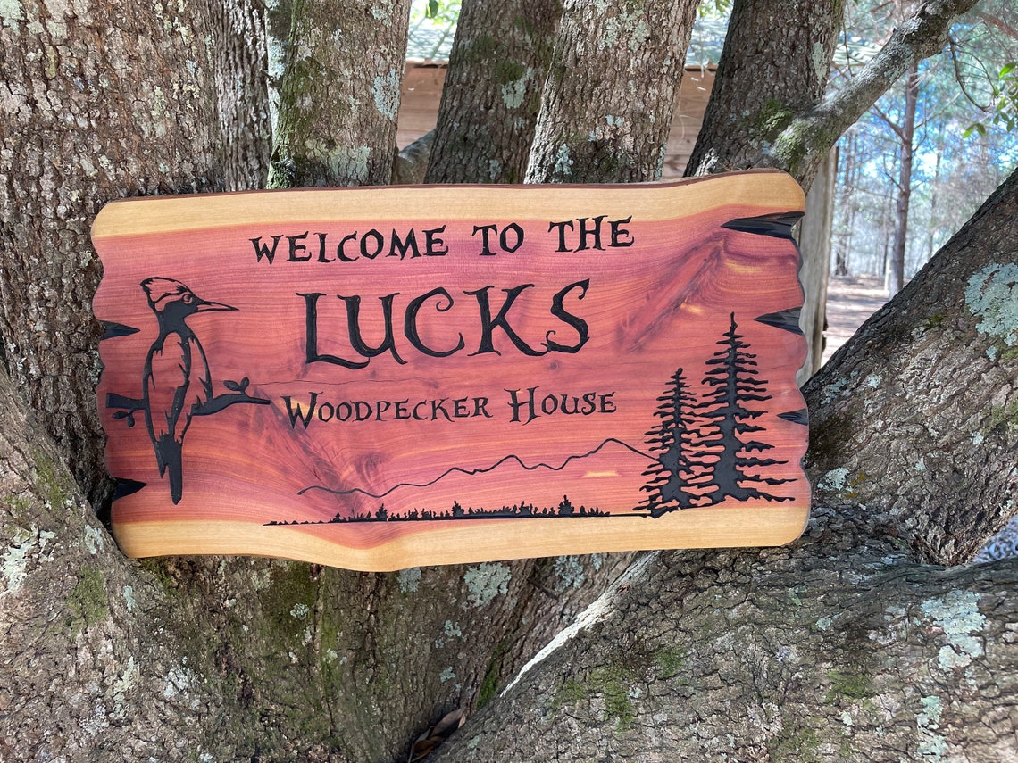 Personalized Wood Sign Live Edge Cedar Custom Carved Wood | Etsy