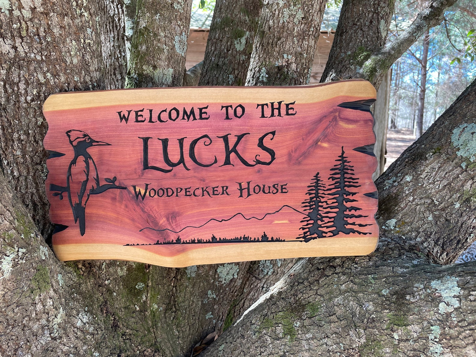 Personalized Wood Sign Live Edge Cedar Custom Carved Wood | Etsy