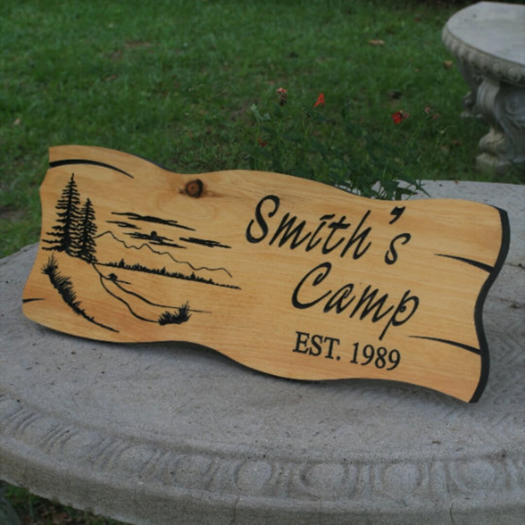 Camp Sign - Personalized Sign - Custom Wood Sign - Carved Sign - Rustic ...