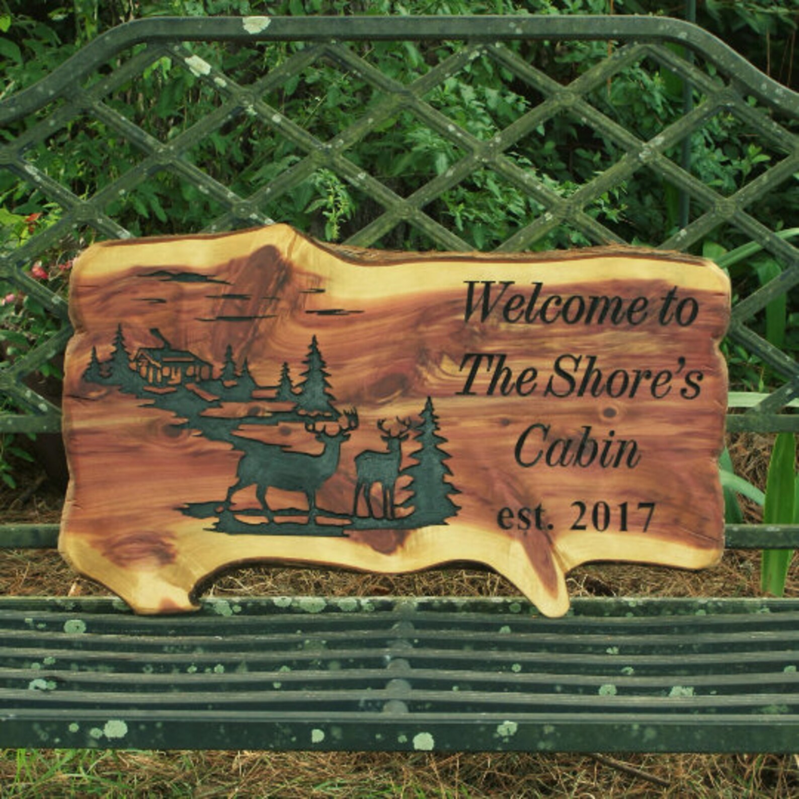 Live Edge Wood Sign - Wooden - Cedar - Carve - Cabin - Outdoor Sign ...