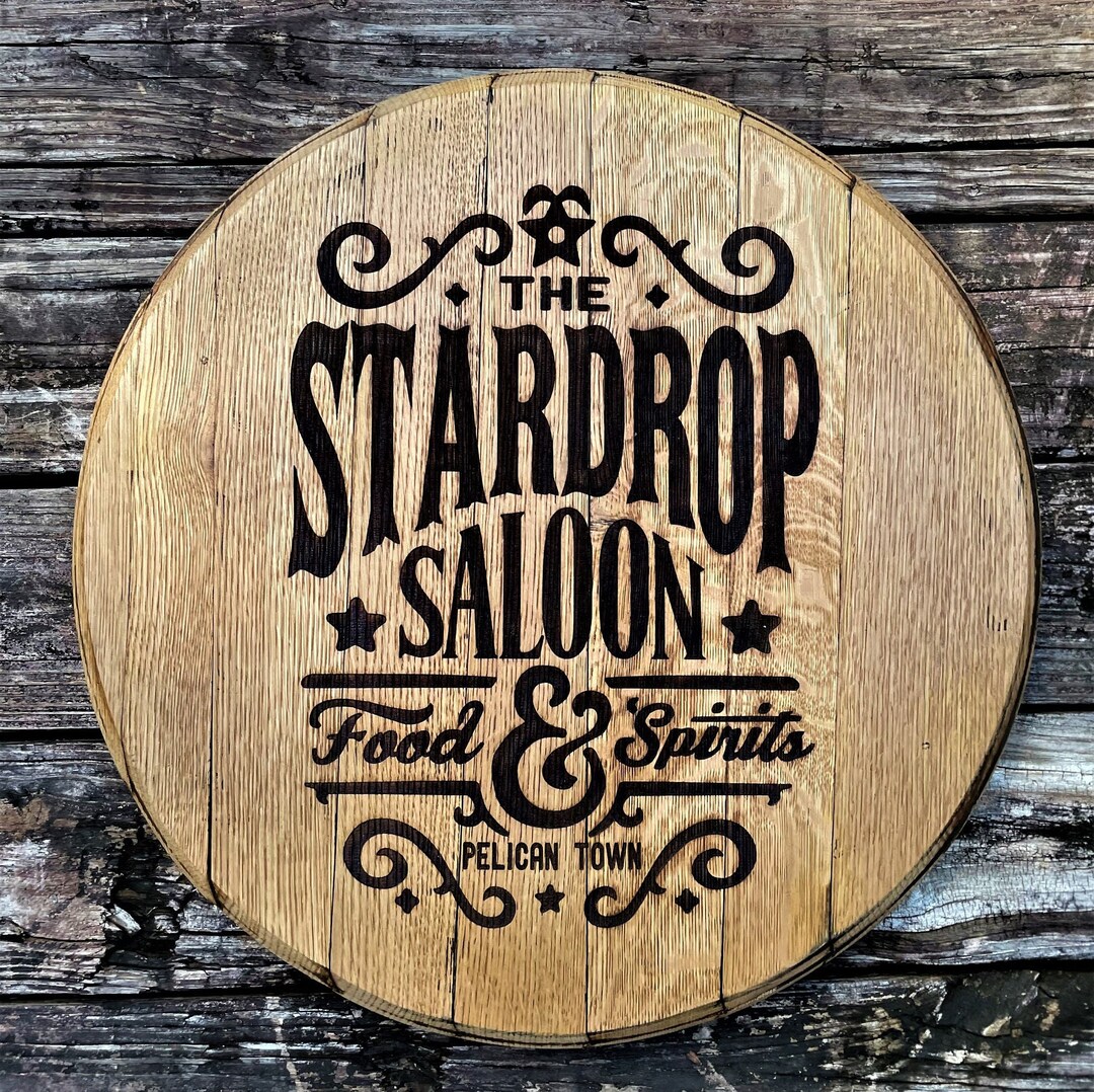 Stardrop Saloon - Reclaimed Oak Barrel HEAD Sign - Recycled Whiskey ...