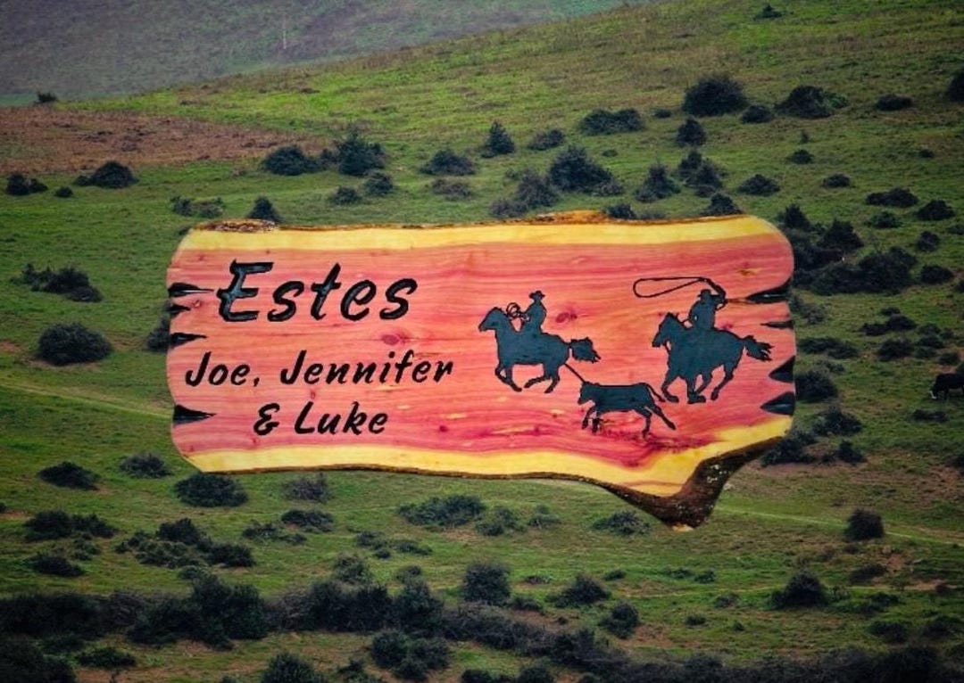 Ranch Sign - Live Edge Cedar- Roping Horses - Outdoor Sign - Custom ...