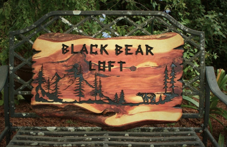 Live Edge Wood Sign - Wooden - Cedar - Carve - Cabin - Outdoor Sign ...
