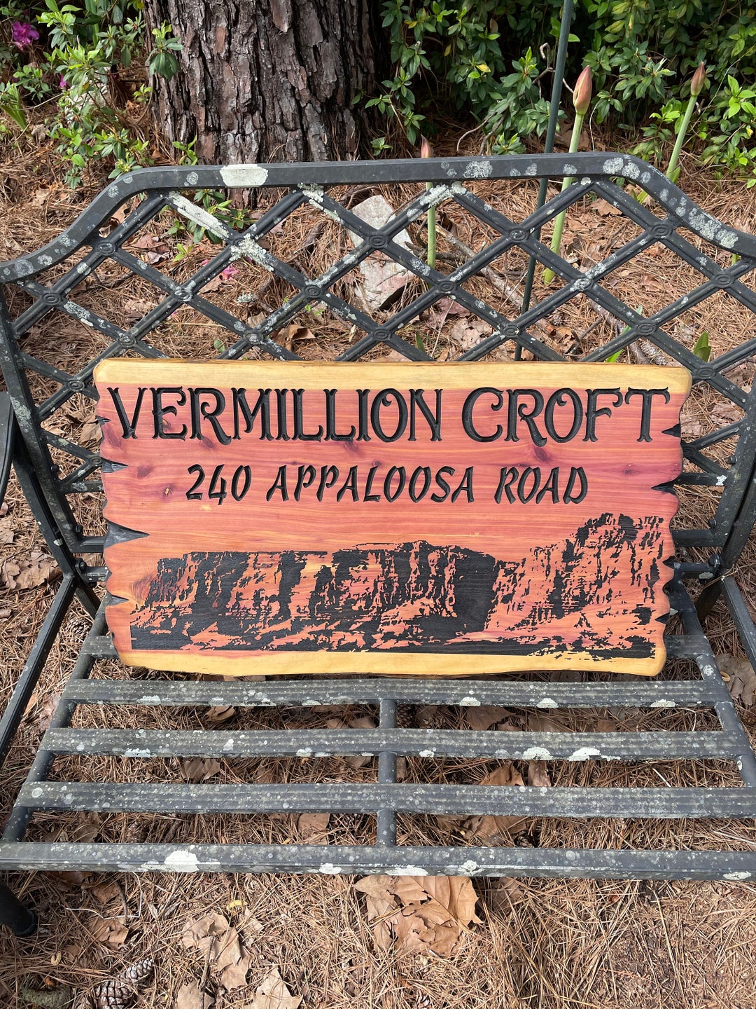 Custom Engraved Vermillion Cliffs Cedar Sign – Live Edge Outdoor Decor ...