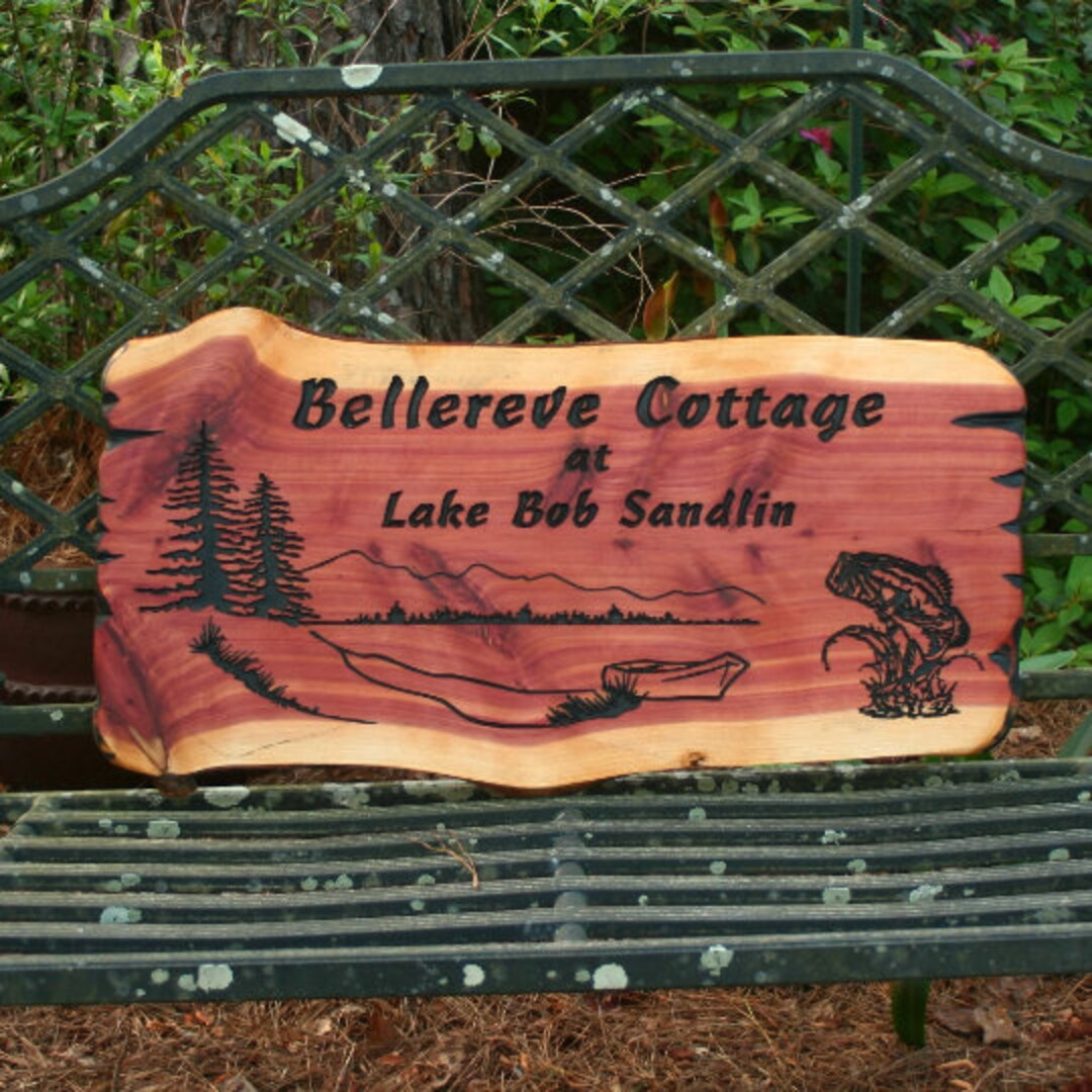 Live Edge Wood Sign Wooden Cedar Carve Cabin Outdoor Sign Custom Wood ...
