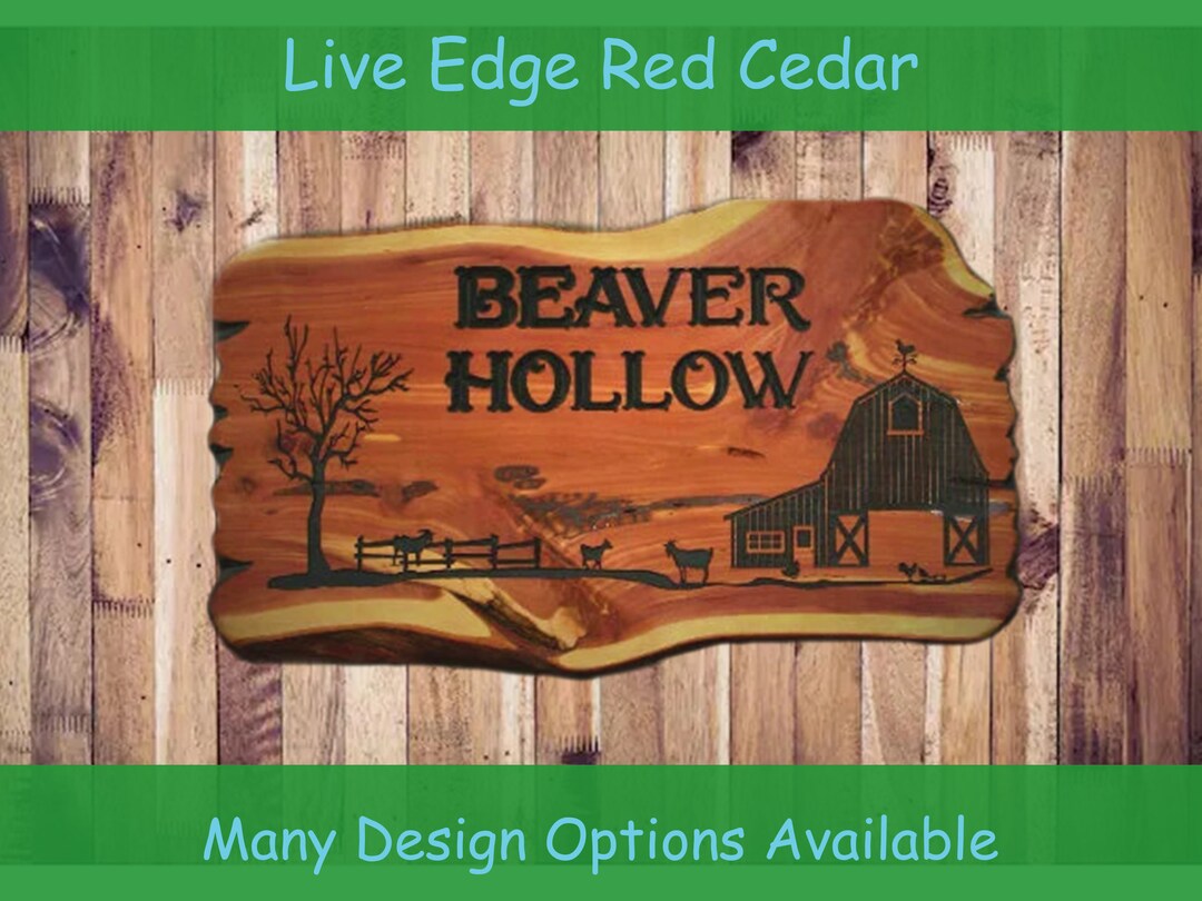 Live Edge Wood Sign - Wooden - Cedar - Carve - Cabin - Outdoor Sign ...