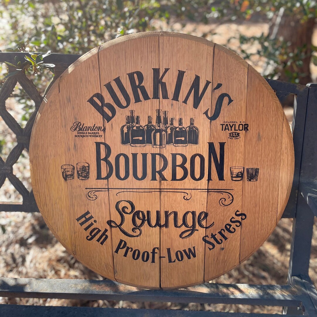 Reclaimed Oak Bourbon Barrel HEAD Sign- Recycled Whiskey Barrel Lid ...