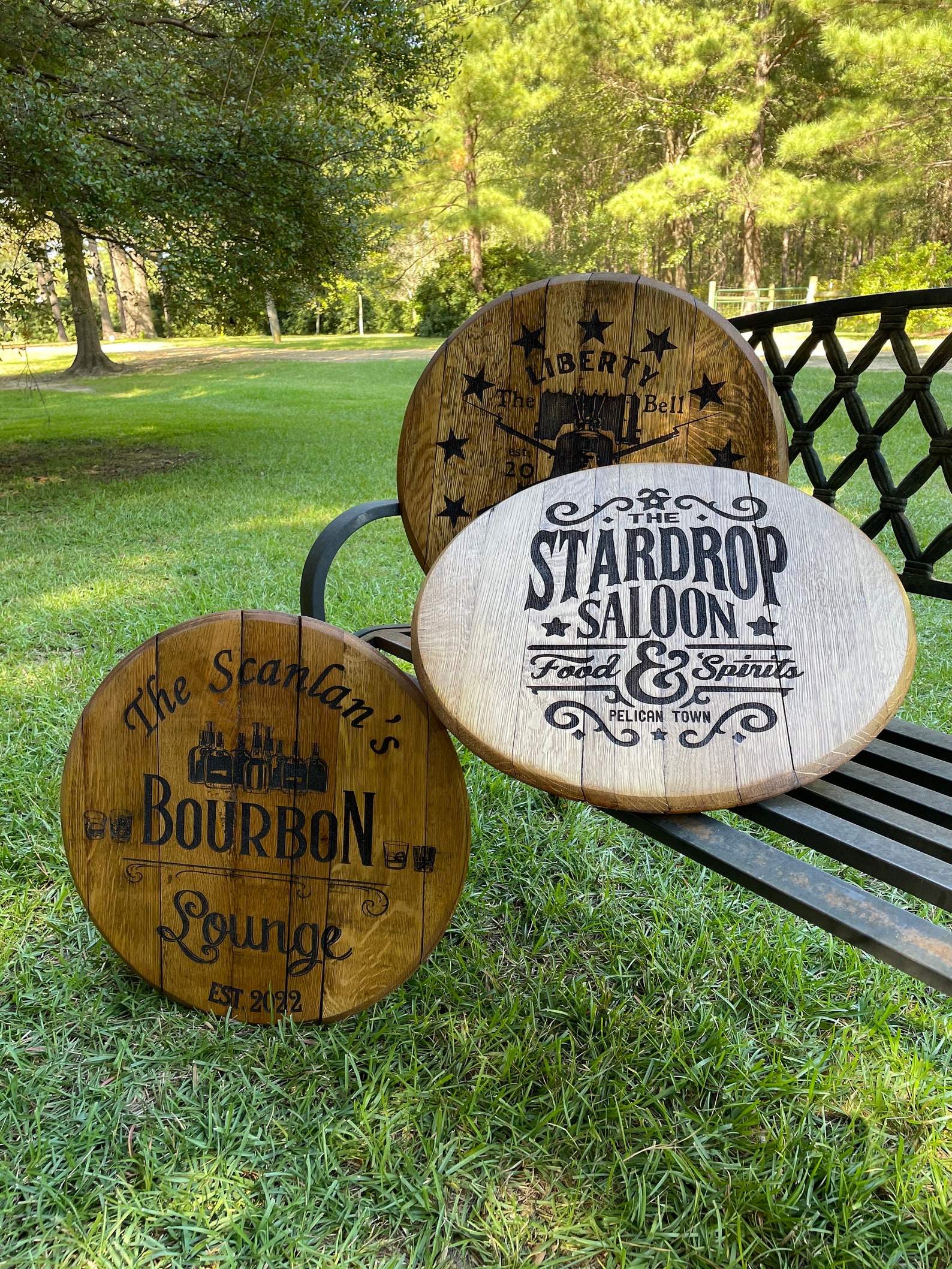 Custom Reclaimed Oak Bourbon Barrel Head Sign: Personalized Bar Decor ...