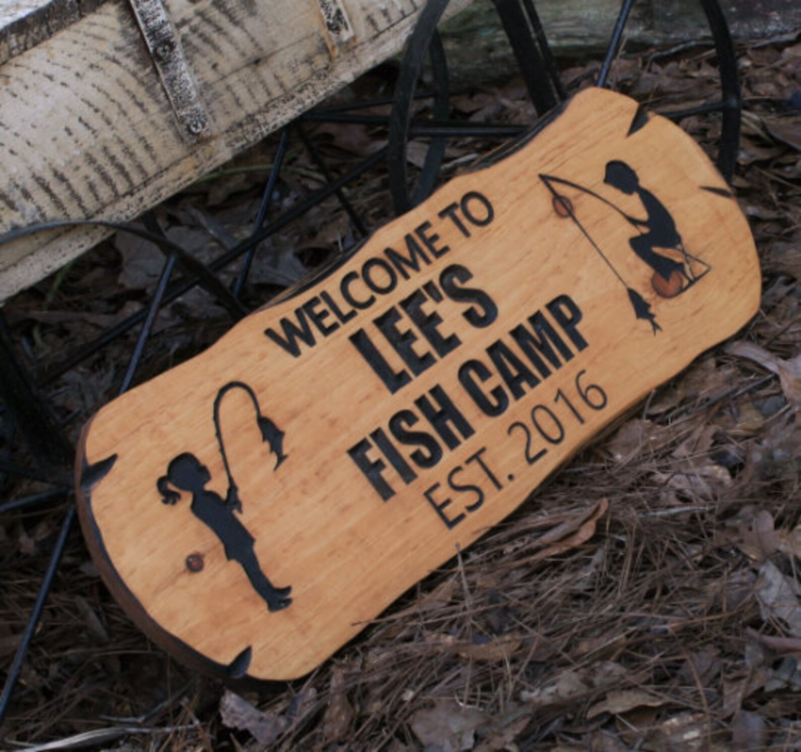 Fishing Sign Personalized Sign Custom Wood Sign Carved - Etsy