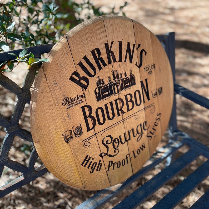 Reclaimed Oak Bourbon Barrel HEAD Sign Recycled Whiskey - Etsy