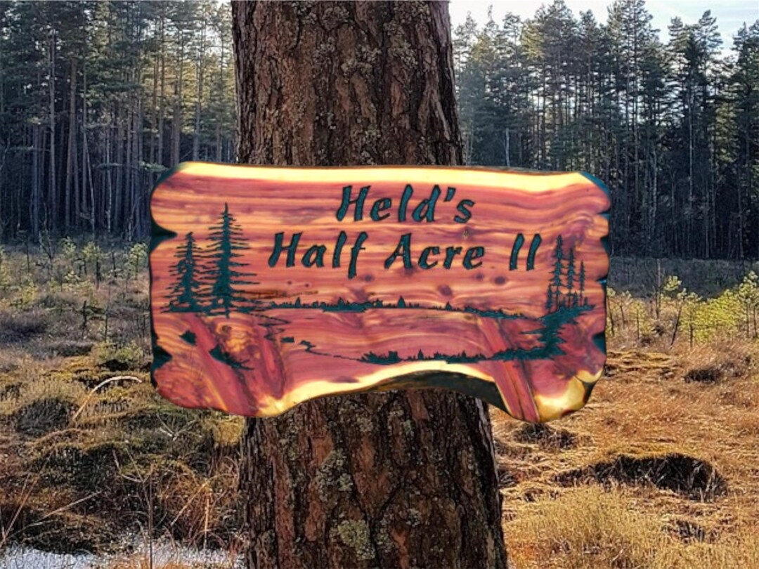Live Edge Wood Sign - Wooden - Cedar - Carve - Cabin - Outdoor Sign ...