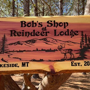Lodge Sign - Live Edge Cedar - Outdoor Indoor - Custom Carved Sign ...