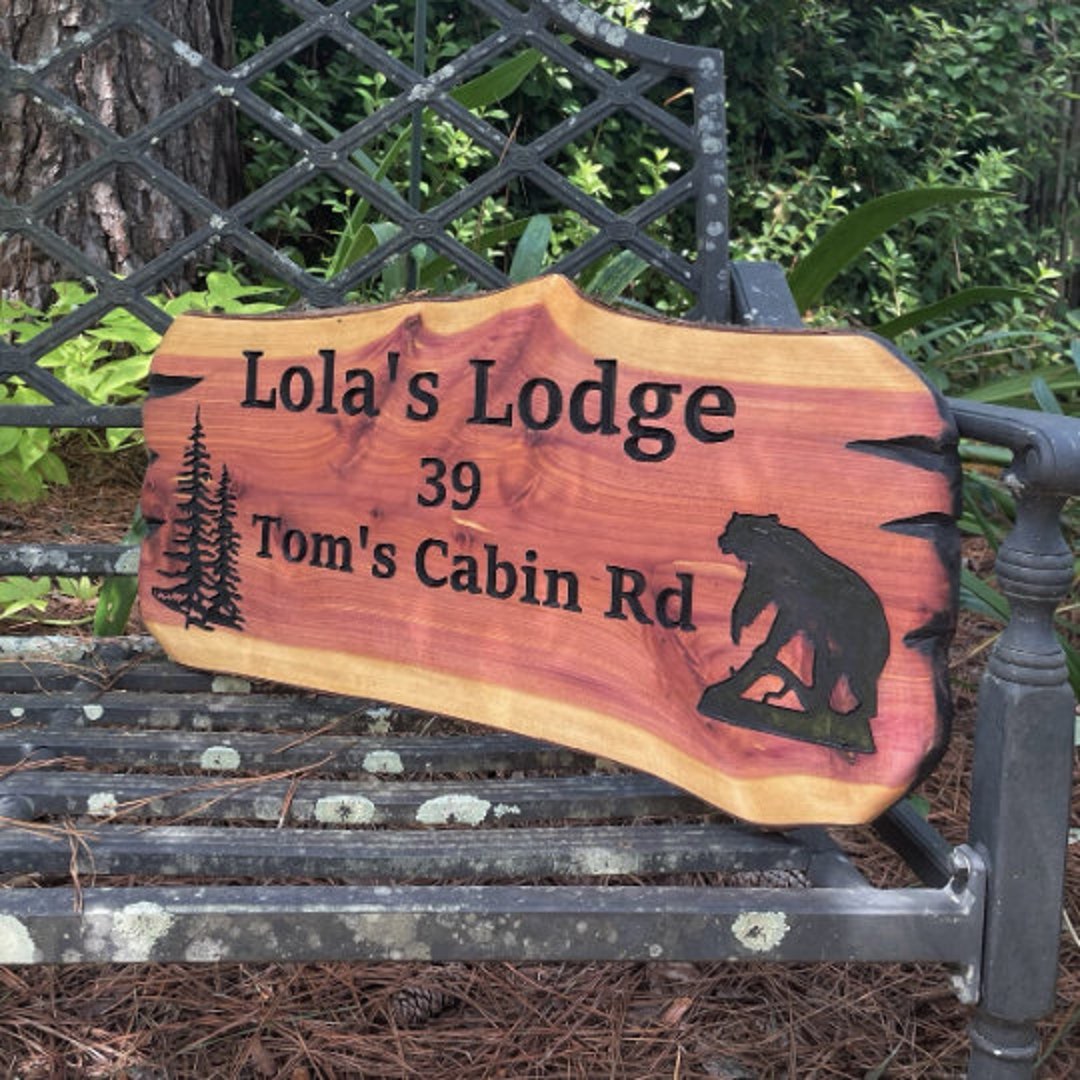Live Edge Wood Sign Wooden Cedar Carve Cabin Outdoor Sign Custom Wood ...