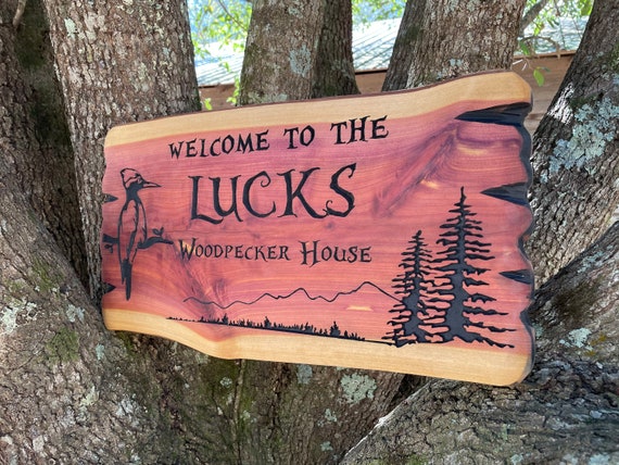 Personalized Wood Sign Live Edge Cedar Custom Carved Wood | Etsy