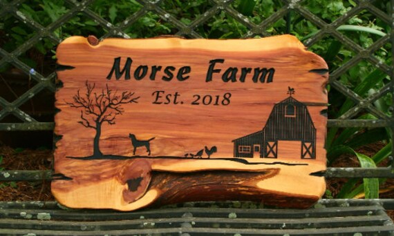 Farm Sign Wooden Live Edge Cedar Outdoor Indoor | Etsy