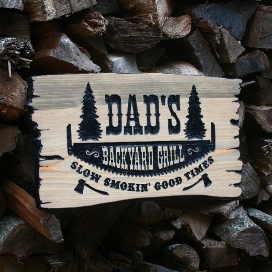 Grill Sign BBQ Outdoor Wooden Sign Grill Fathers Day | Etsy