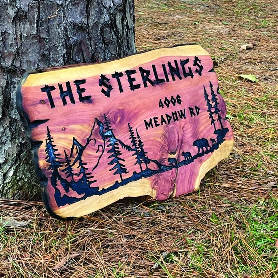 Live Edge Wood Sign Red Cedar Customized Personalized - Etsy