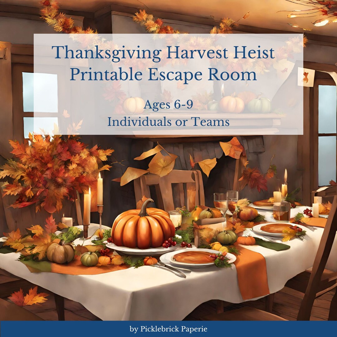 Thanksgiving Harvest Heist Printable Escape Room | Family Escape Room ...