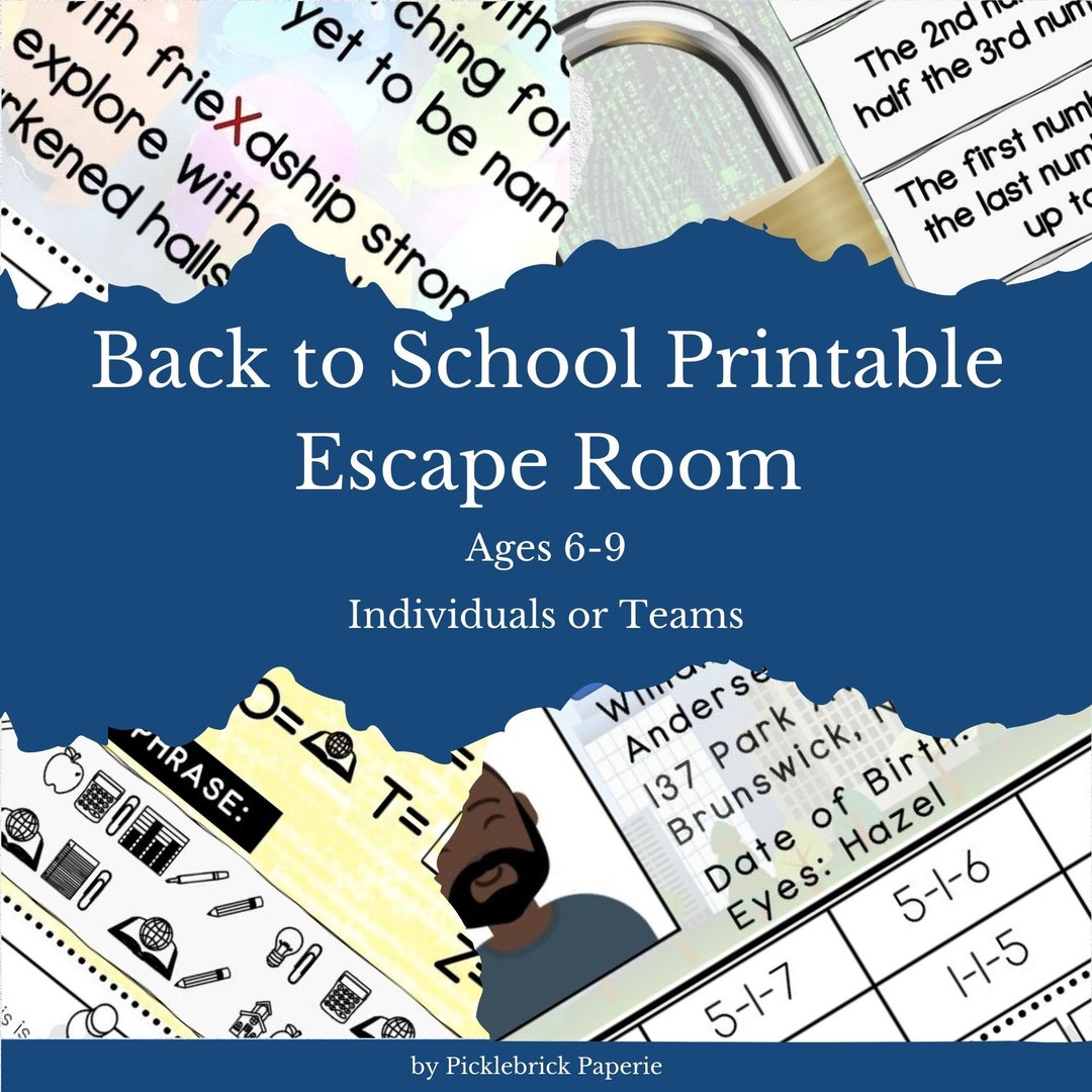 Back to School Printable Escape Room Kit at Home Puzzle Room - Etsy