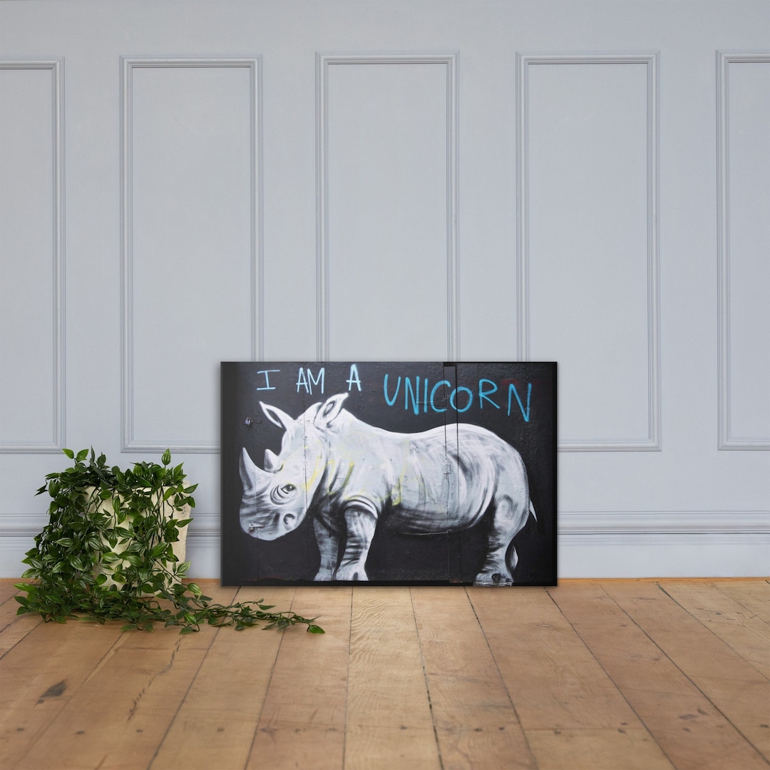 Banksy "i Am A Unicorn" Rhino Pure Evil - Street Graffiti Art Stretched ...
