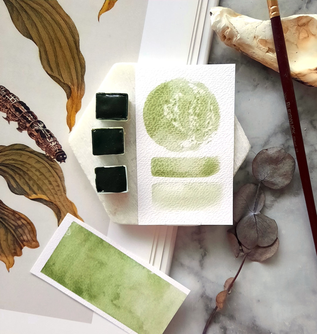 Green Earth -handmade Watercolor-earth Pigment-ceramic Pot or Half Pan ...