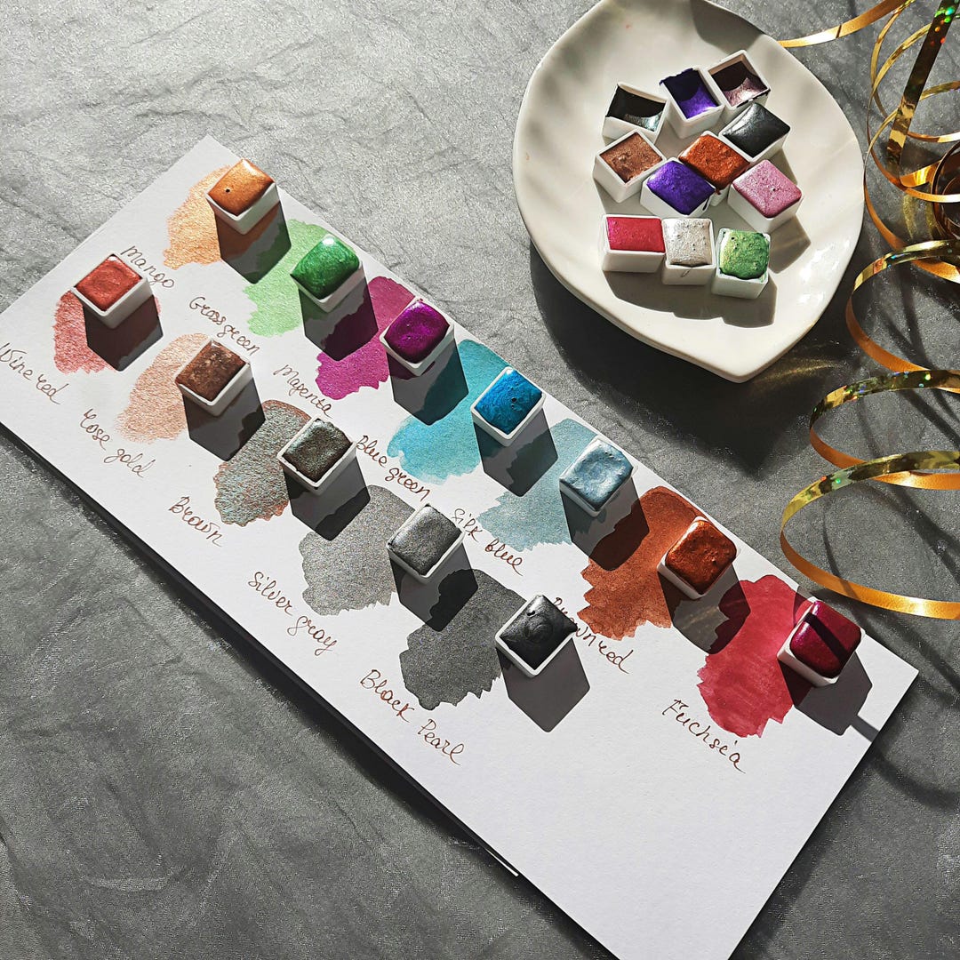 25 METALLIC Single Colors /lettering, Sketching/ Shimmer Watercolor ...