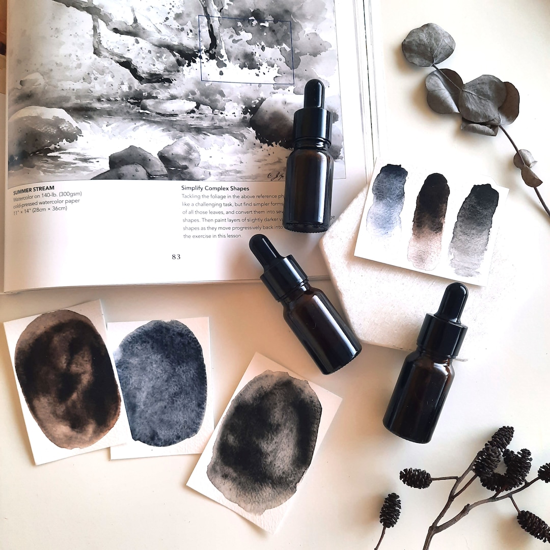 Concentrate Charcoal Inks / Watercolor Inks / Liquid Charcoal for ...