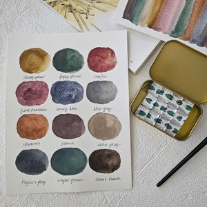 Sansui Watercolor Palette, 12 Handmade Watercolor, Muted, Granulated ...