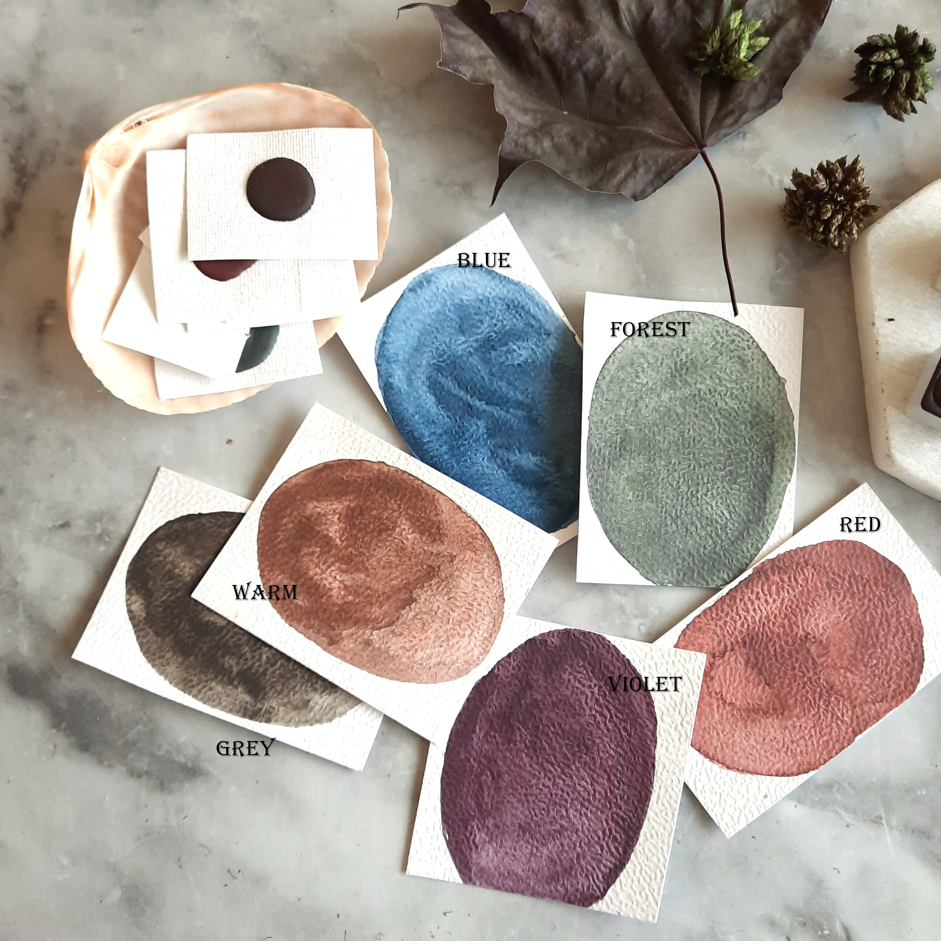 Shadow -muted Set / 6 Half Pan, Dot Card / Handmade Watercolor /muted ...